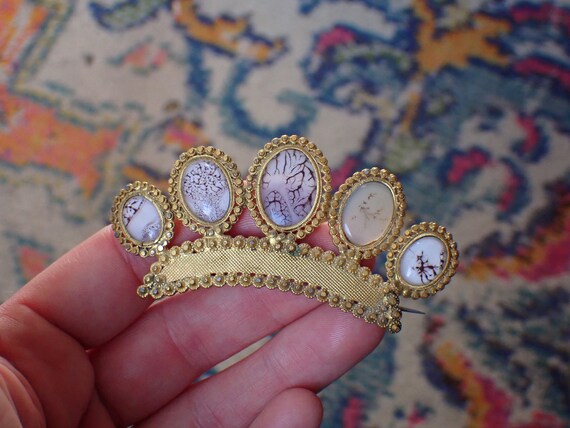 Antique Georgian Pinchbeck Dendritic Agate Paste Tiar… - Gem