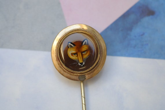 Antique Late Victorian Gilt Hand Painted Fox Head Sti… - Gem