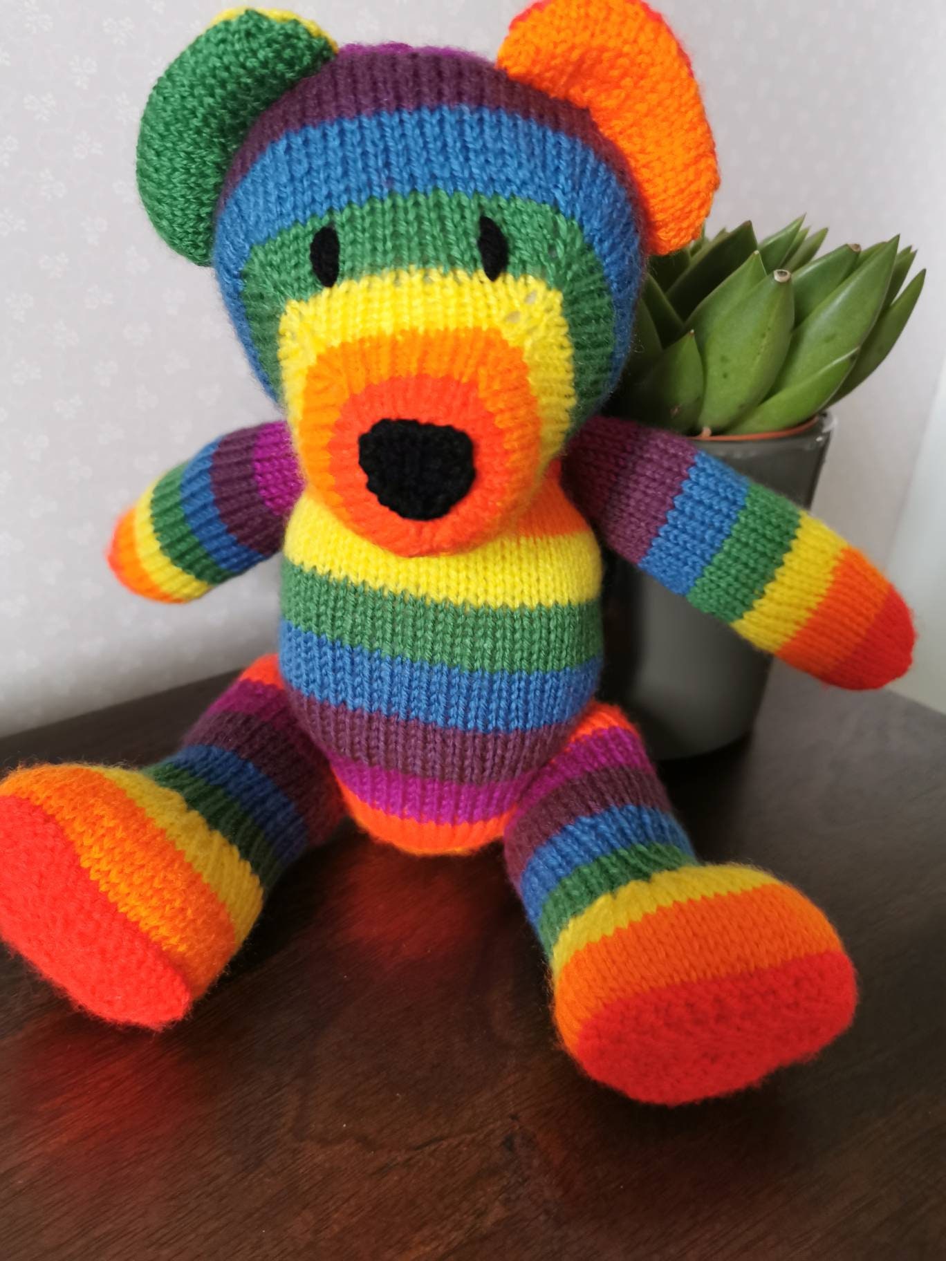 Rainbow Handmade Teddy Bear - Etsy UK
