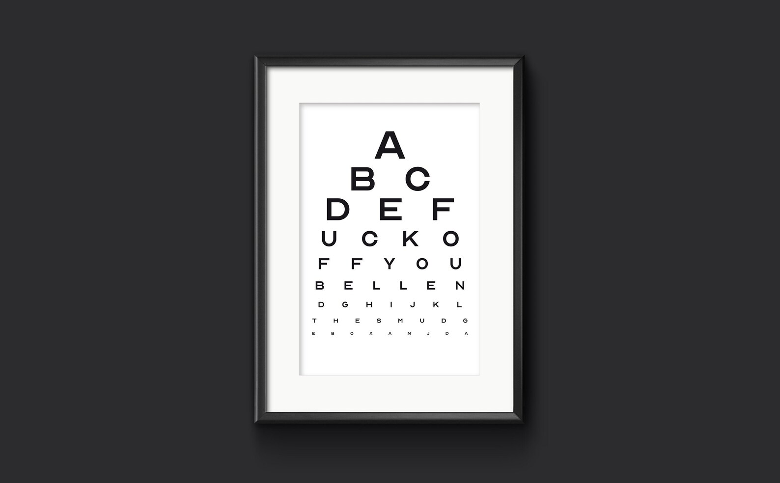 ABCDEFUCKOFF Explicit Eye Chart Print Rude Home Decor Adult Humour ...