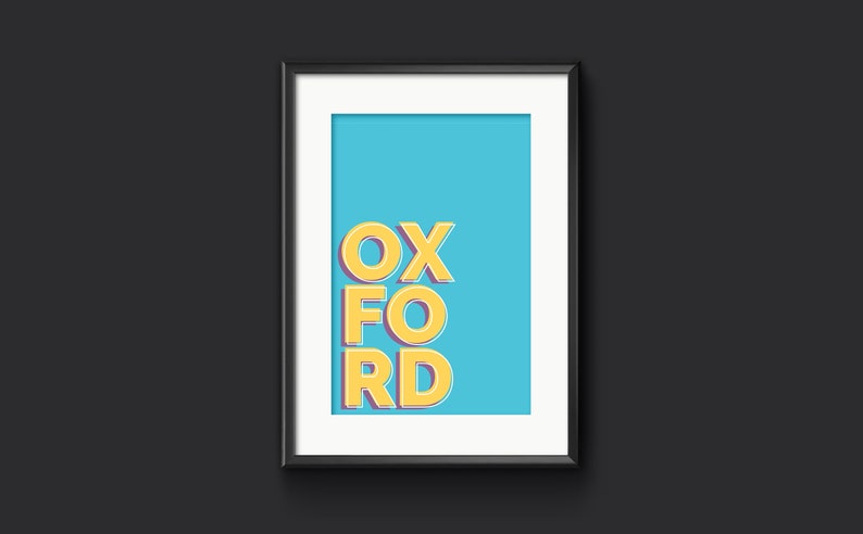 OXFORD Typography Print, Oxfordshire Place Name Picture, City Art Sign ...
