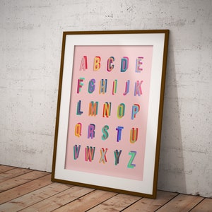 Funky Alphabet Poster, Nursery Prints, Alphabet Print, Nursery Wall Art ...
