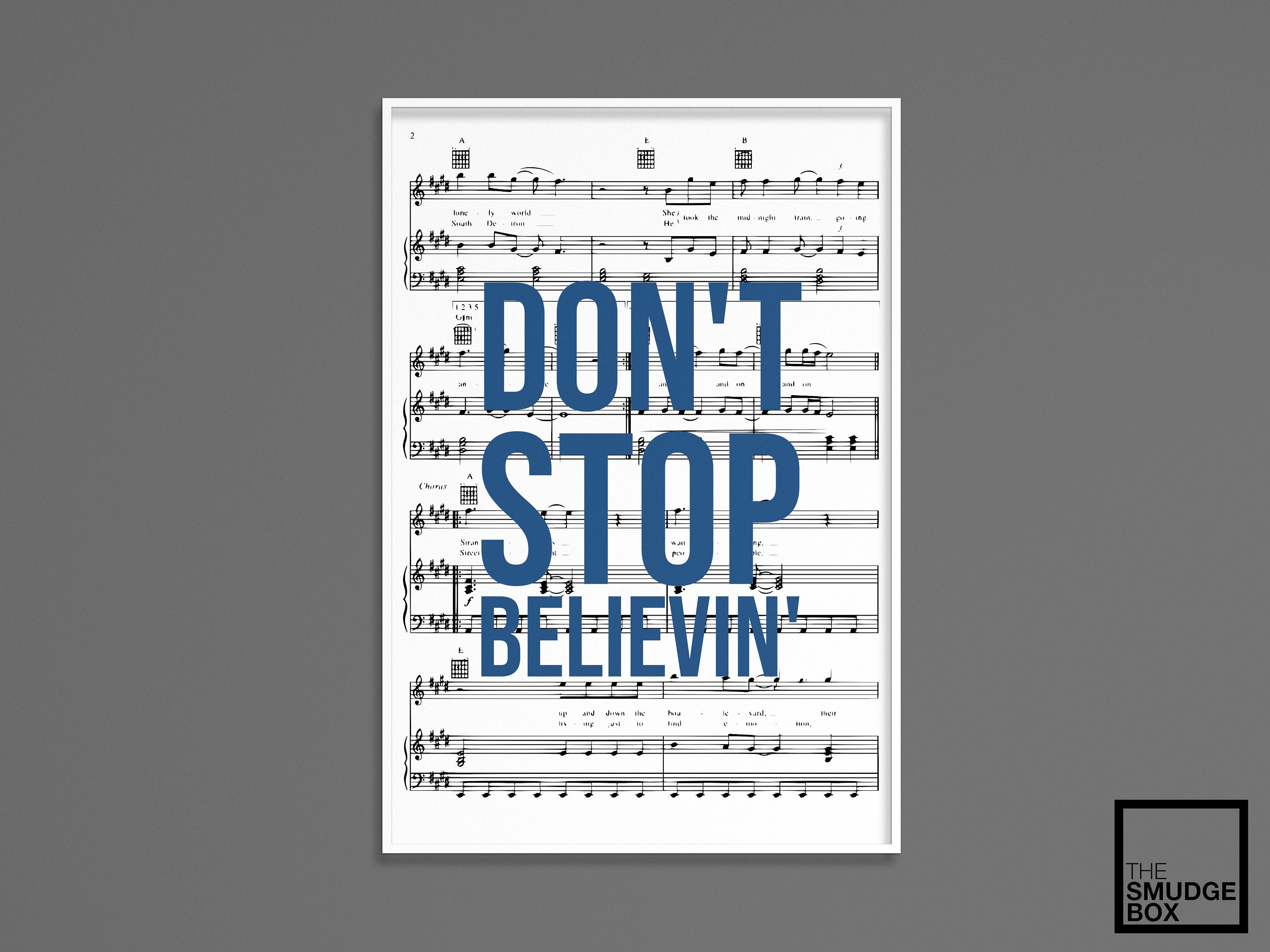 Lyrics Art Print - 'don't Stop Believin' - Journey. Music Wall Art ...