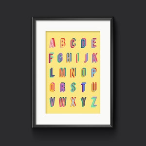 Funky Alphabet Poster, Nursery Prints, Alphabet Print, Nursery Wall Art ...