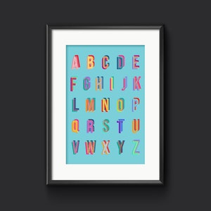 Funky Alphabet Poster, Nursery Prints, Alphabet Print, Nursery Wall Art ...