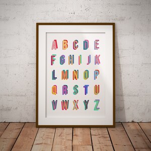 Funky Alphabet Poster, Nursery Prints, Alphabet Print, Nursery Wall Art ...