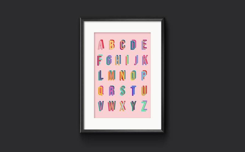 Funky Alphabet Poster, Nursery Prints, Alphabet Print, Nursery Wall Art ...