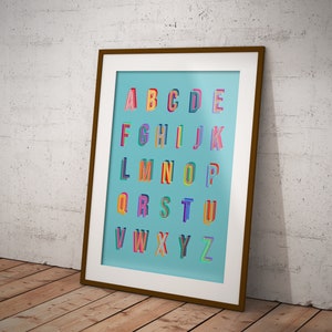Funky Alphabet Poster, Nursery Prints, Alphabet Print, Nursery Wall Art ...