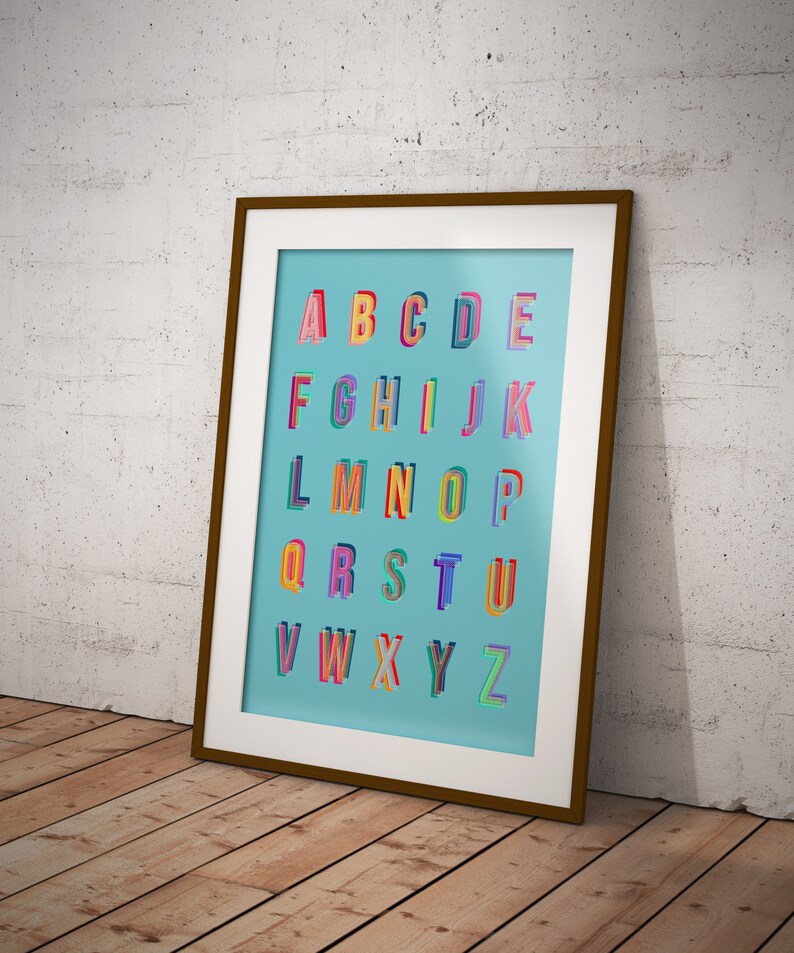 Funky Alphabet Poster, Nursery Prints, Alphabet Print, Nursery Wall Art ...