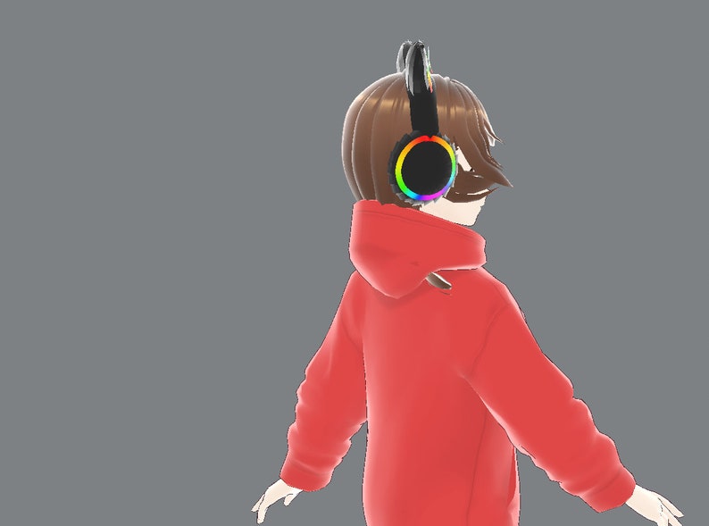 Vibrant 3D Rainbow Cat Ear Headphones Vtuber Asset - Fully Customizable ...