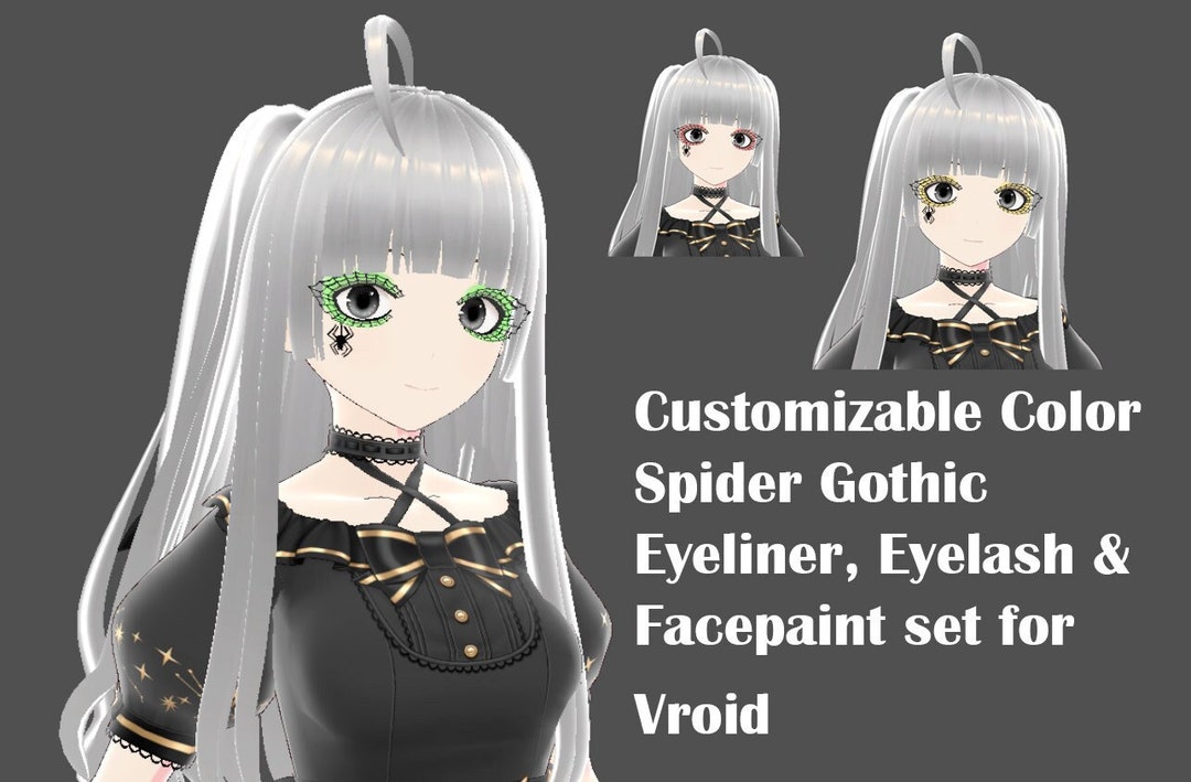 Gothic Spider Customizable Color Eyeliner, Lashes and Facepaint Vroid ...