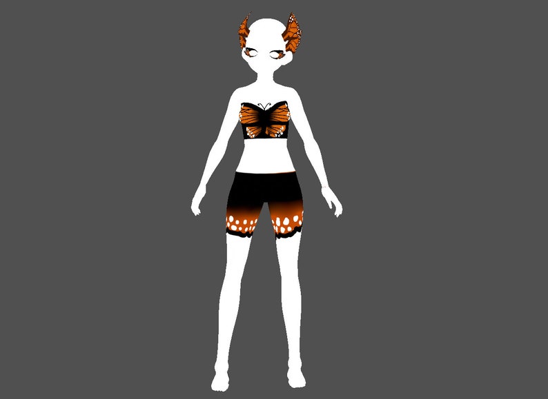 Stunning 3D Monarch Butterfly Wings Vtuber Asset Fully Animated ...