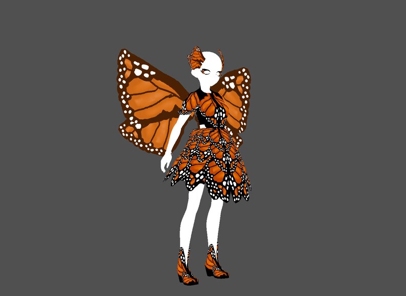 Stunning 3D Monarch Butterfly Wings Vtuber Asset - Fully Animated ...