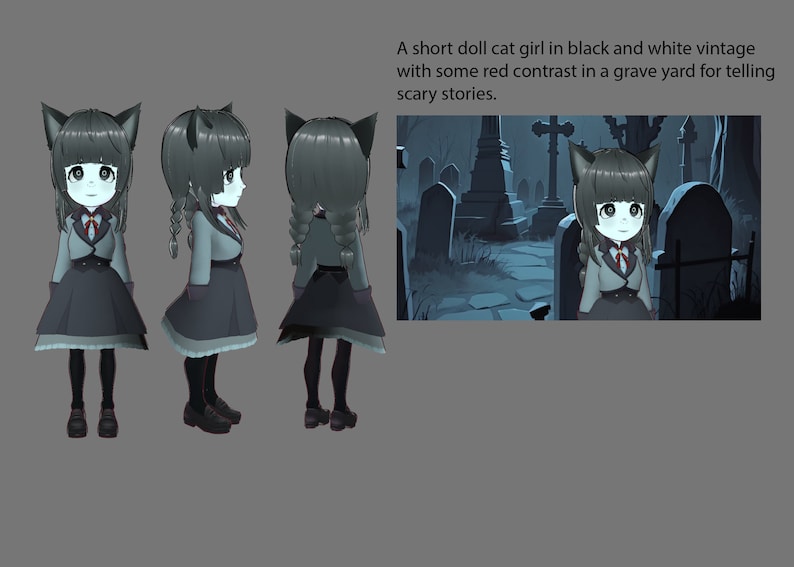 Digital Download, Live Stream Custom Vtuber Set, Creepy Cute Black Cat ...