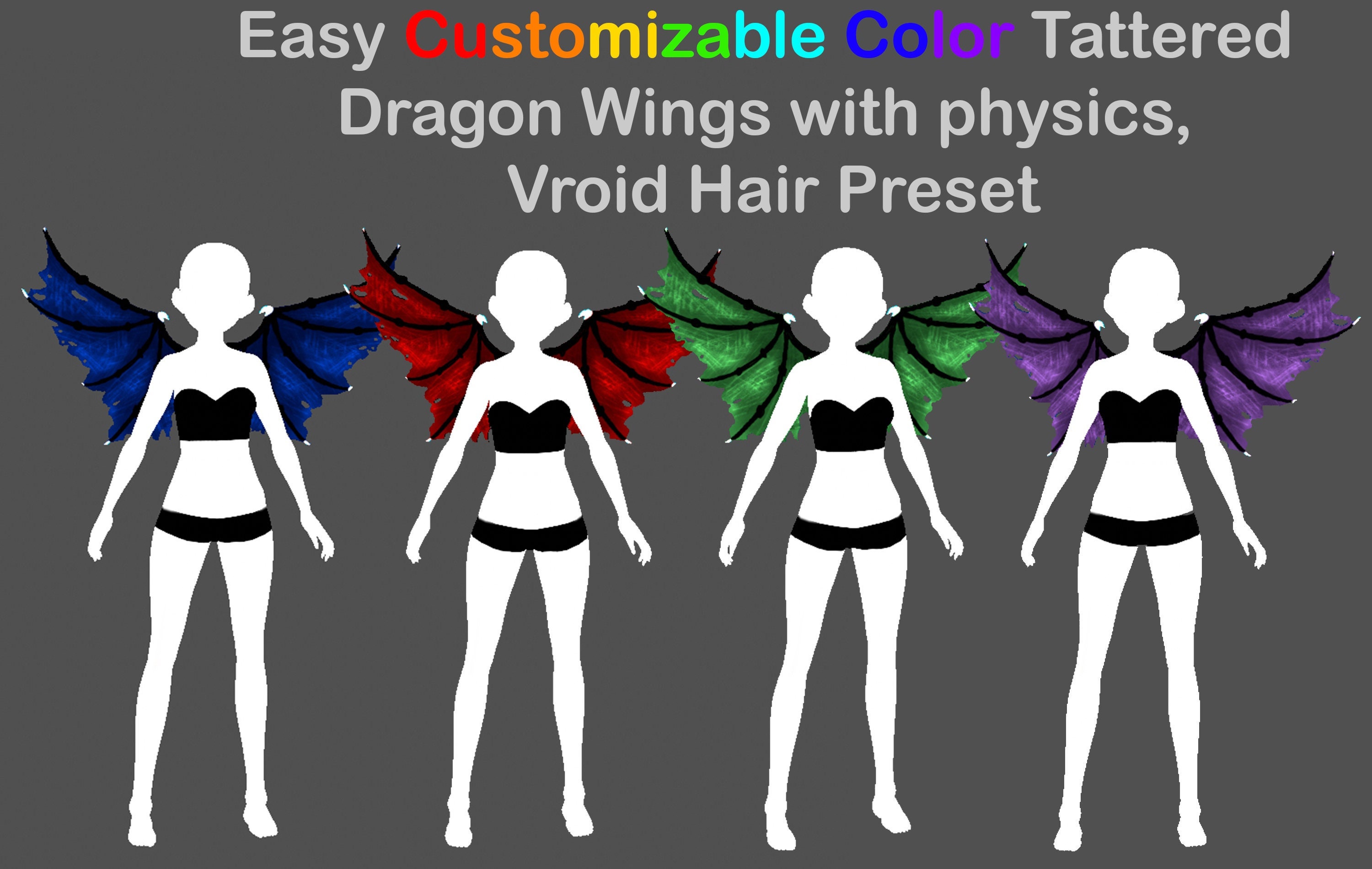 Stunning 3D Tattered Dragon Wings Vtuber Asset Fully - Etsy