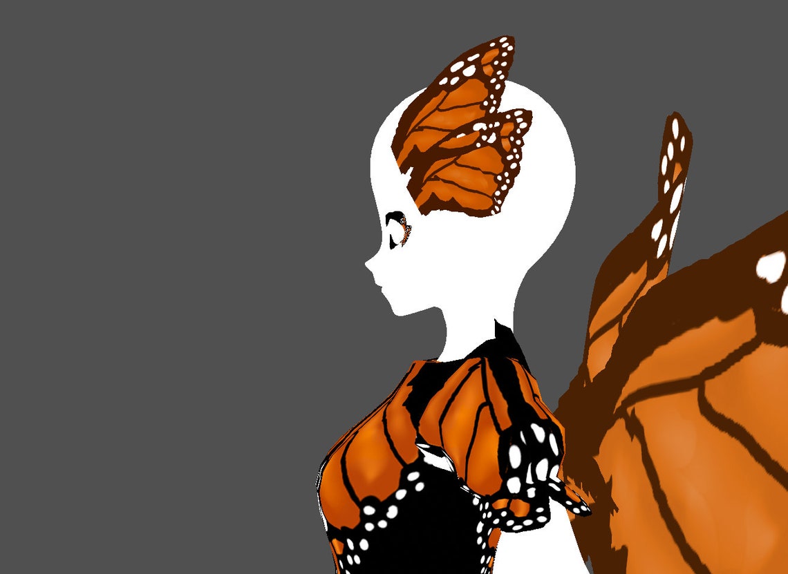 Stunning 3D Monarch Butterfly Wings Vtuber Asset - Fully Animated ...