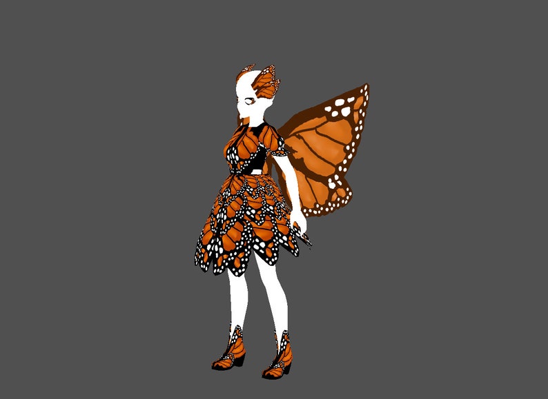 Stunning 3D Monarch Butterfly Wings Vtuber Asset - Fully Animated ...
