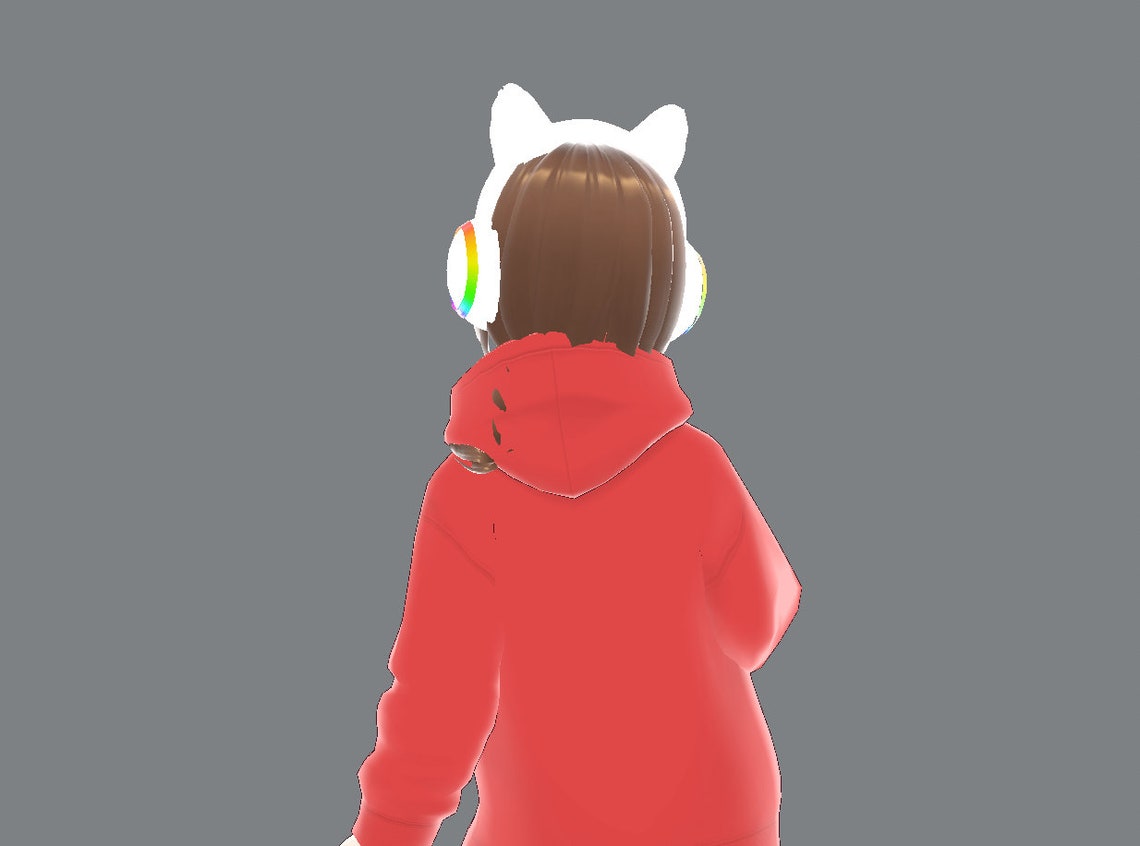 Vibrant 3D Rainbow Cat Ear Headphones Vtuber Asset Fully Customizable ...