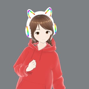 Vibrant 3D Rainbow Cat Ear Headphones Vtuber Asset - Fully Customizable ...