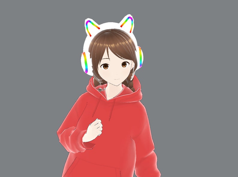Vibrant 3D Rainbow Cat Ear Headphones Vtuber Asset - Fully Customizable ...
