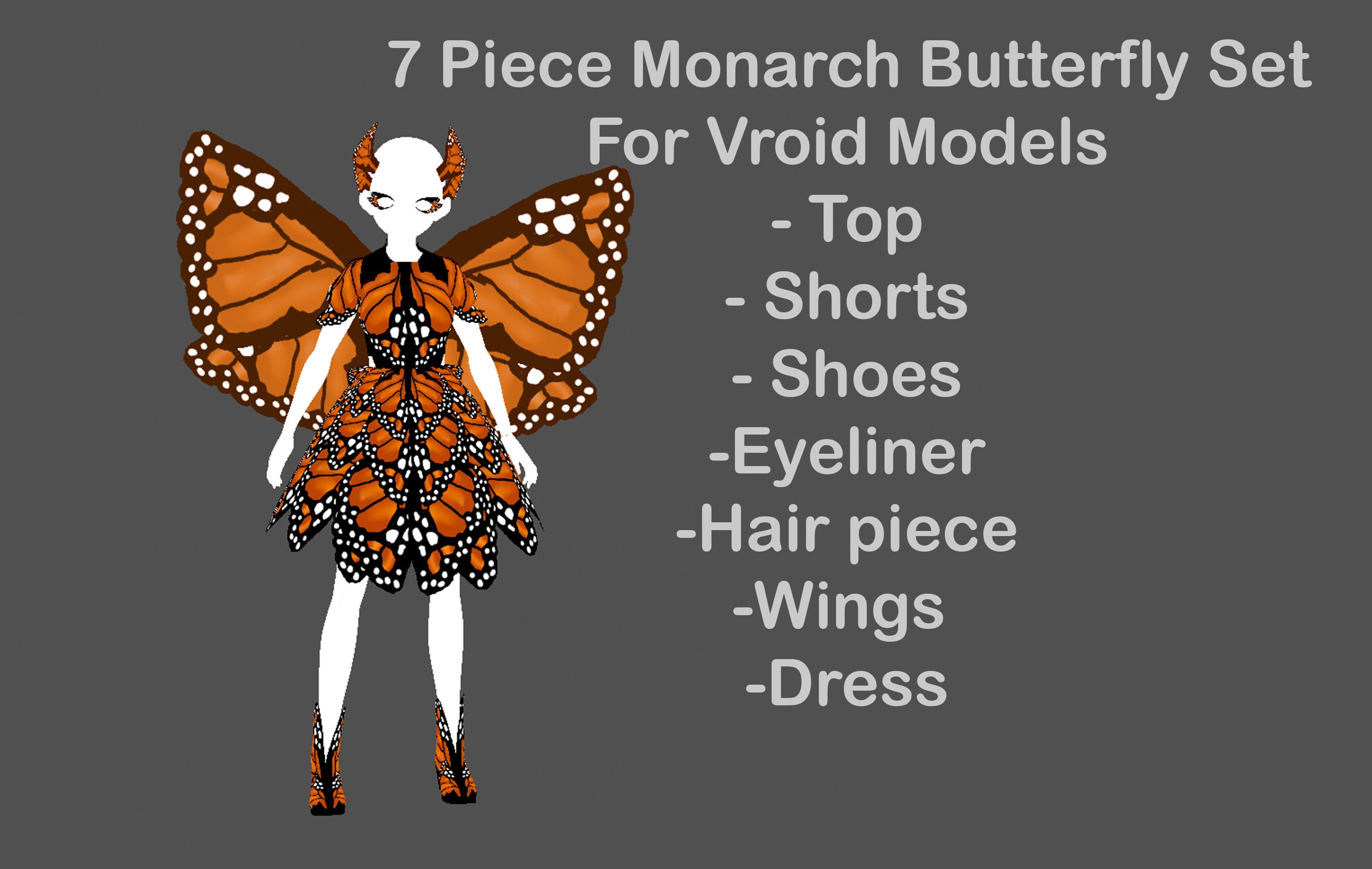 Stunning 3D Monarch Butterfly Wings Vtuber Asset - Fully Animated ...