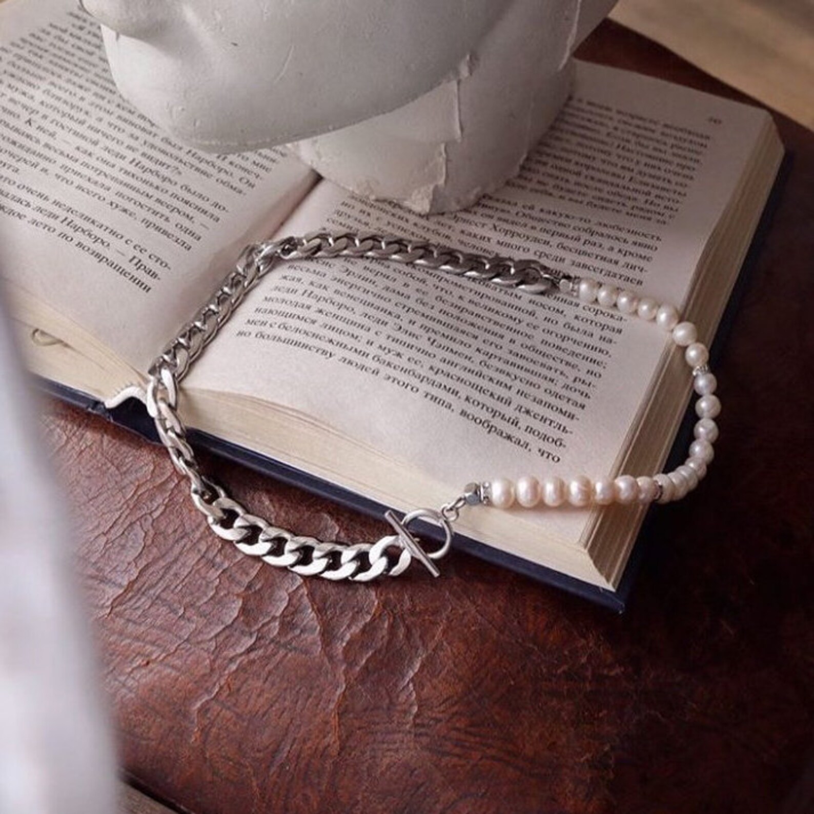 Linked Chain Necklace Silver Rock Style Necklace Unique - Etsy