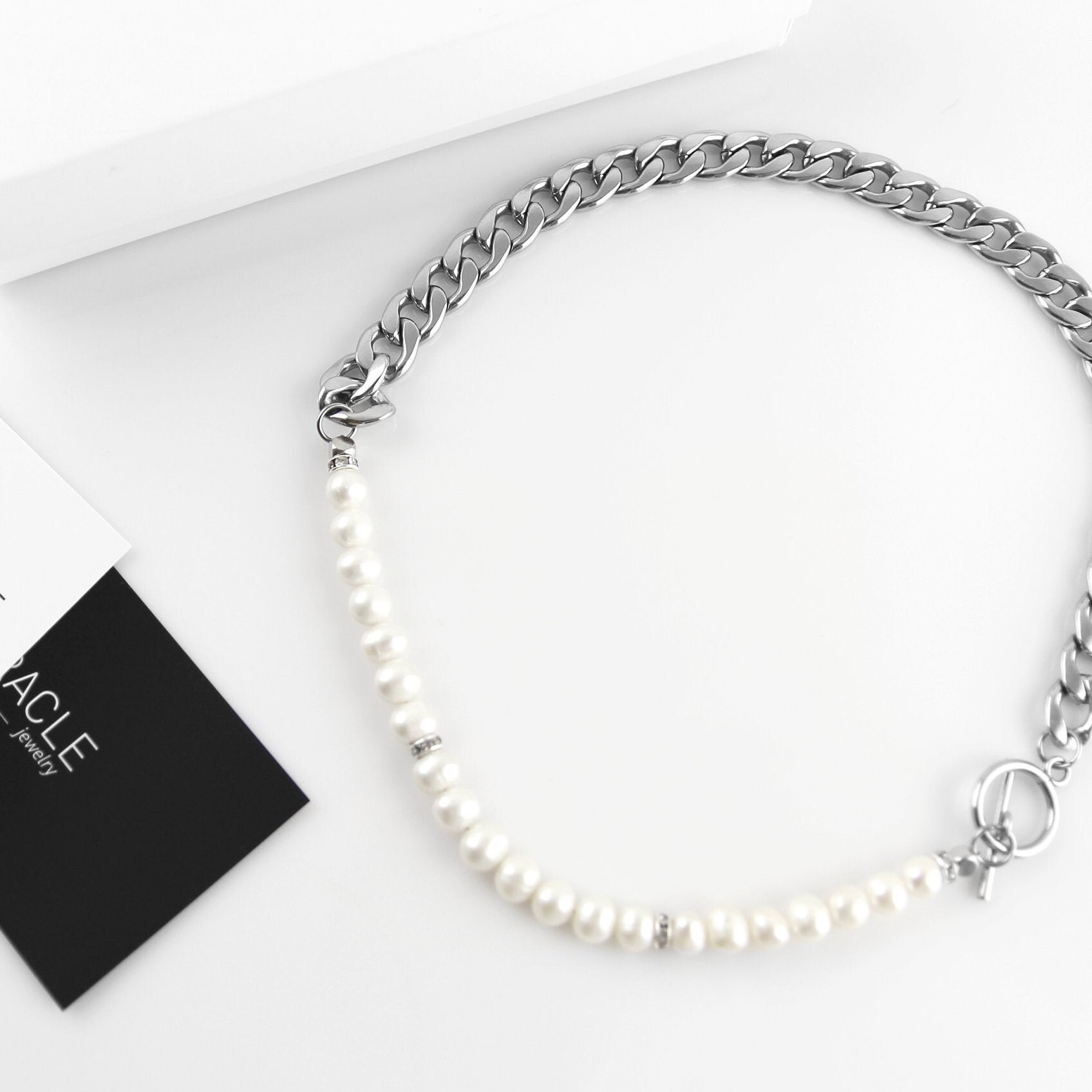 Linked Chain Necklace Silver Rock Style Necklace Unique | Etsy