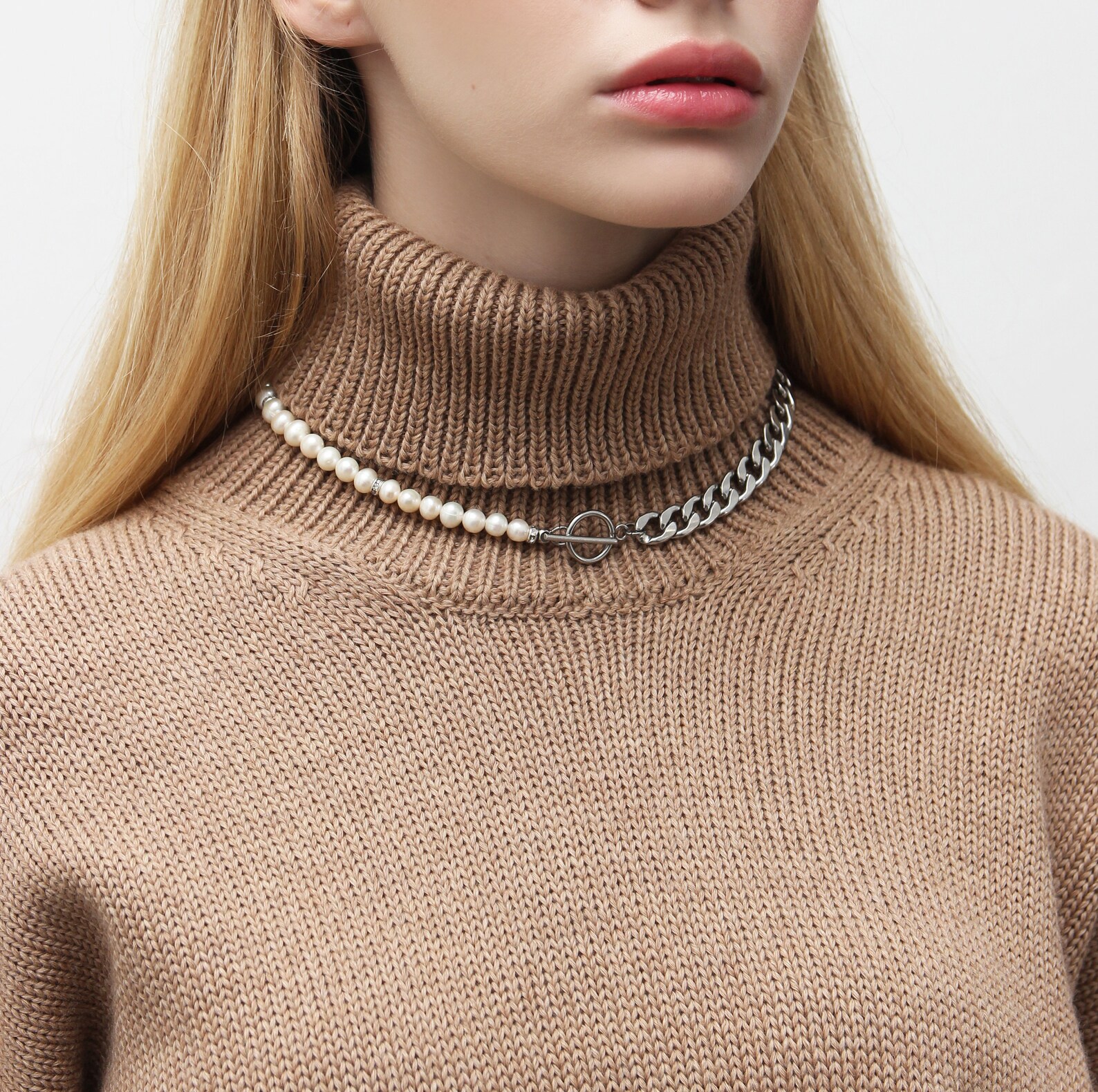 Linked Chain Necklace Silver Rock Style Necklace Unique - Etsy