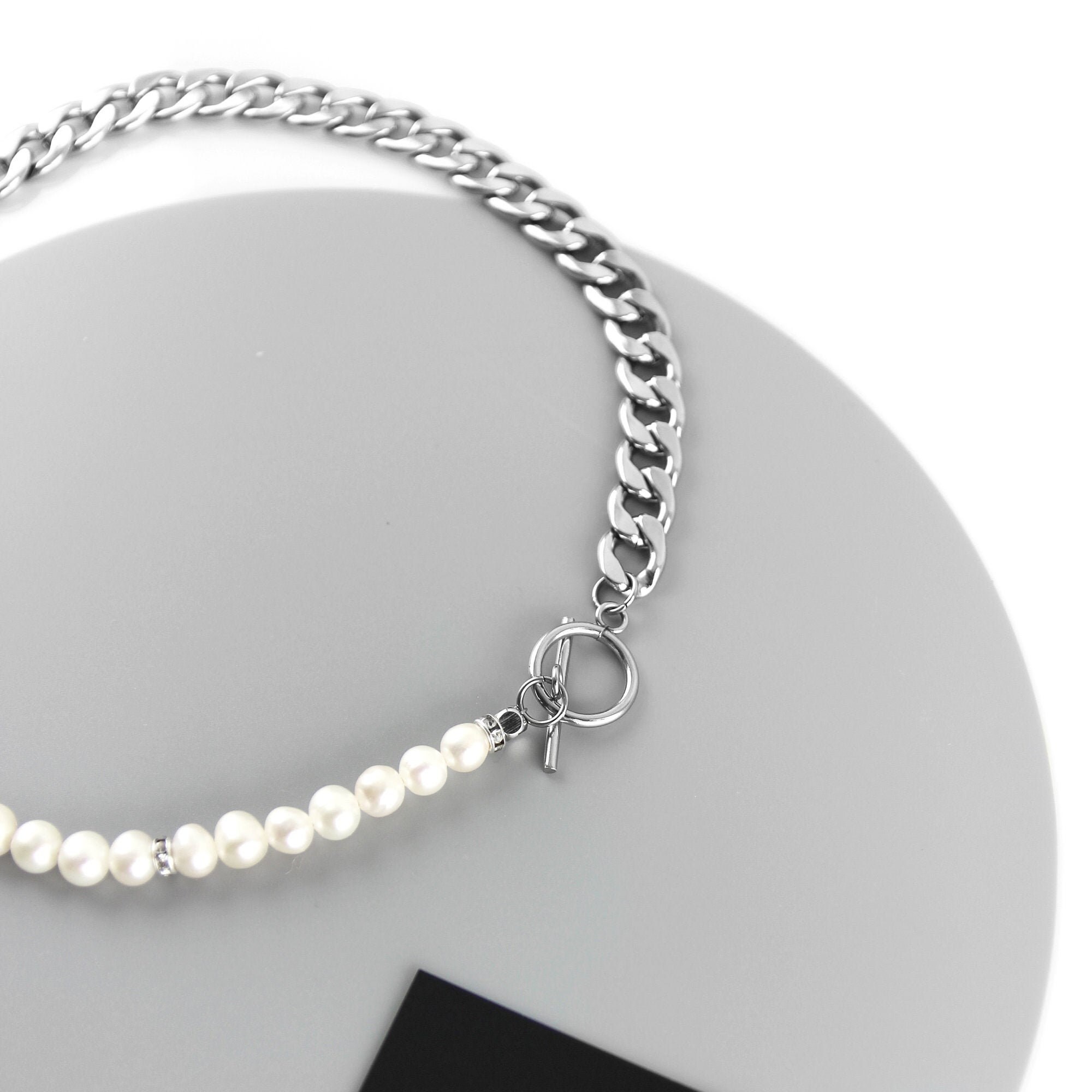 Linked Chain Necklace Silver Rock Style Necklace Unique | Etsy