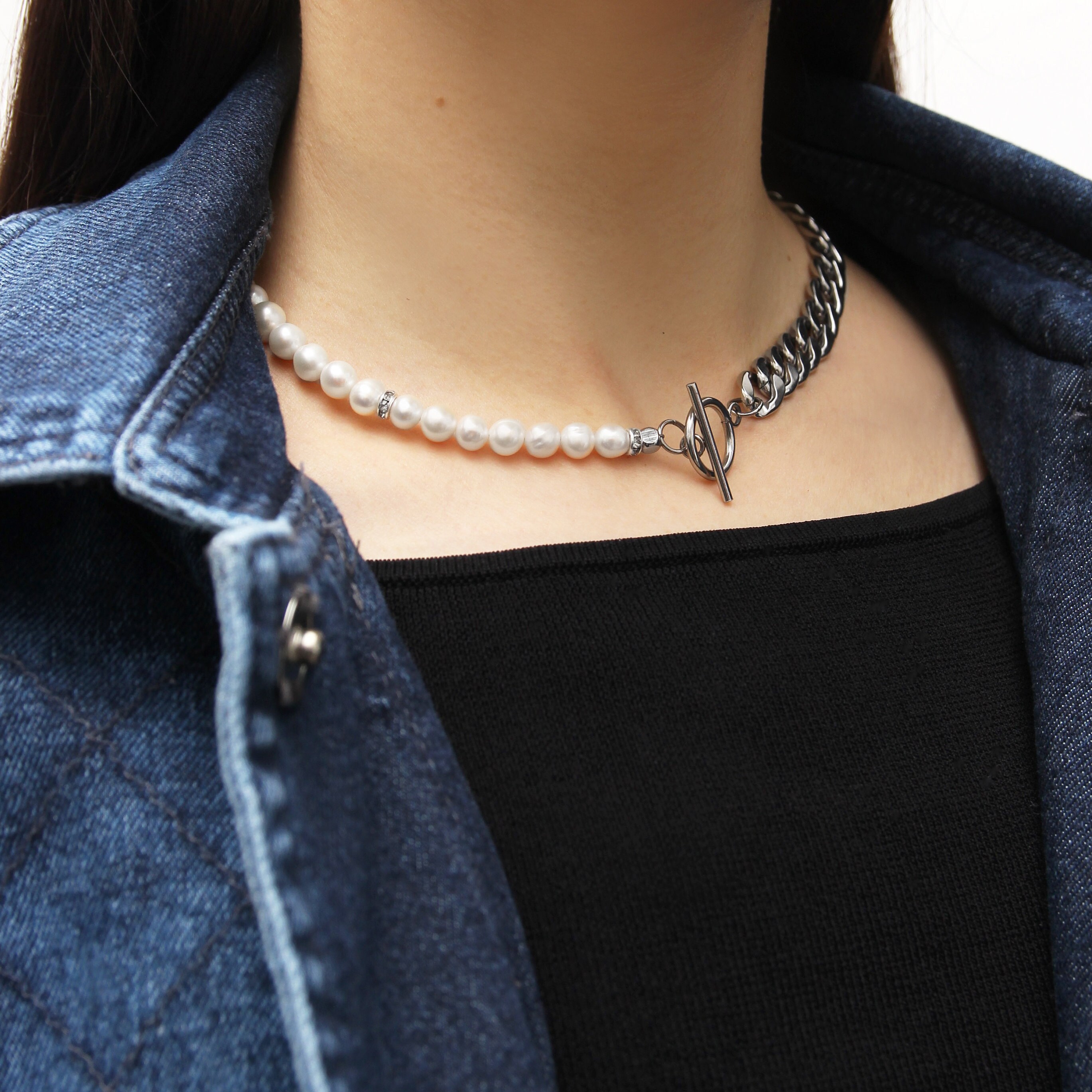 Linked Chain Necklace Silver Rock Style Necklace Unique | Etsy