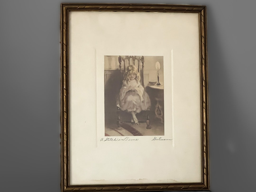 Vintage Gutmann Print A STITCH IN TIME Meta Grimball Hand Signed in ...