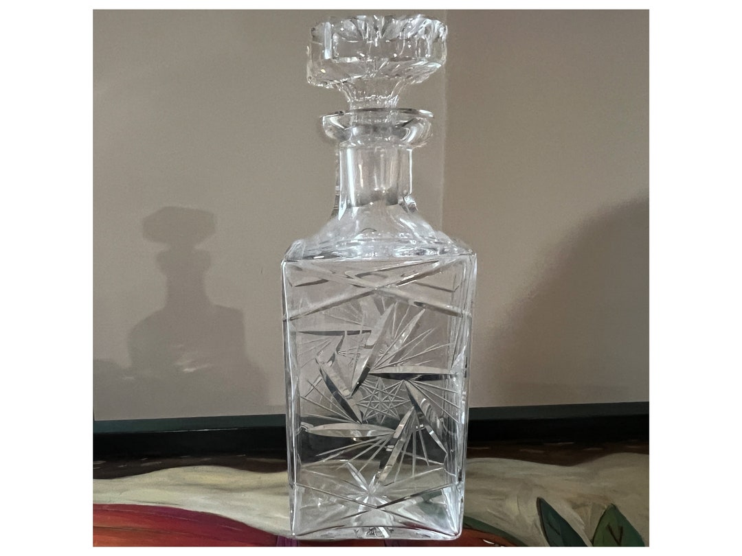 Vintage Cut Crystal Square Decanter Star Pinwheel Pattern - Etsy