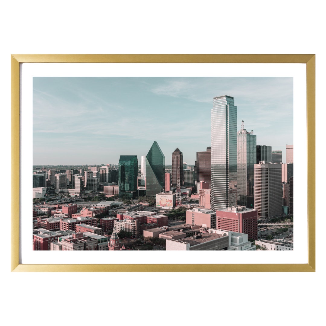 Dallas Texas Wall Art Downtown Skyline Print Original Artwork ...