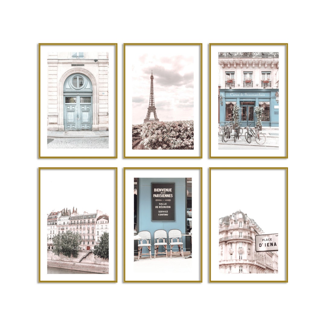 Paris Light Blue Wall Art Gallery Wall Set of 6 Photography Prints ...