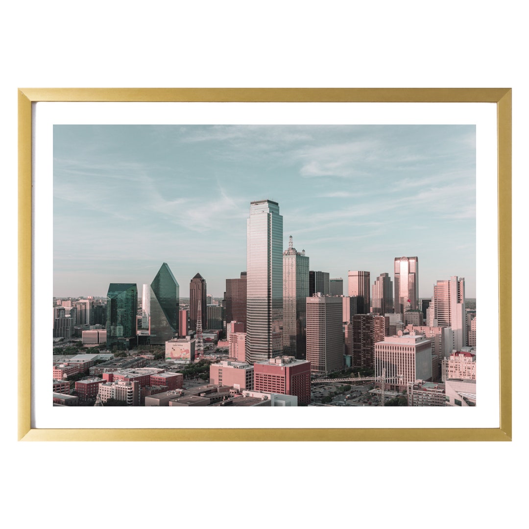 Dallas Texas Wall Art Downtown Skyline Print Pastel Original Artwork ...