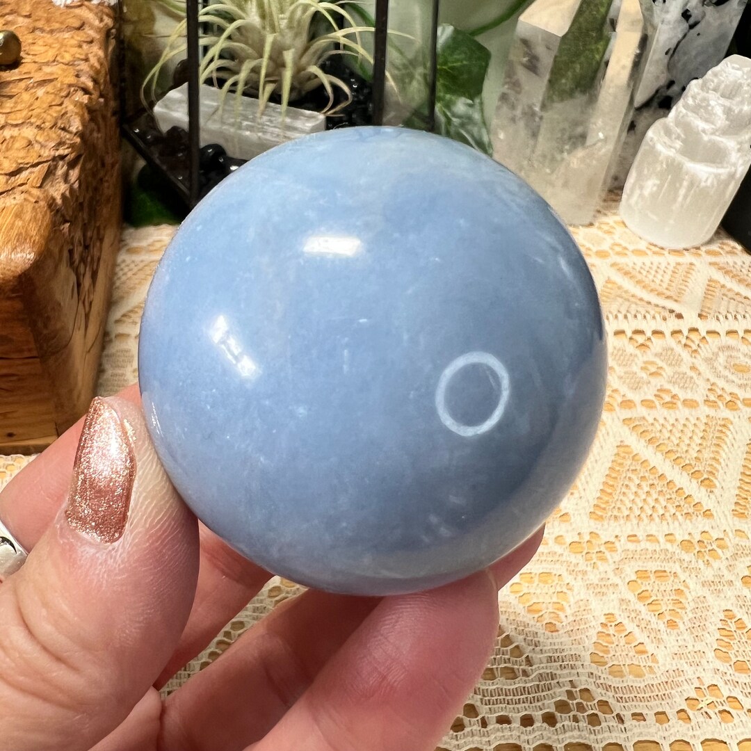 Angelite Polished Crystal Sphere - Polished Angelite Crystal Ball ...