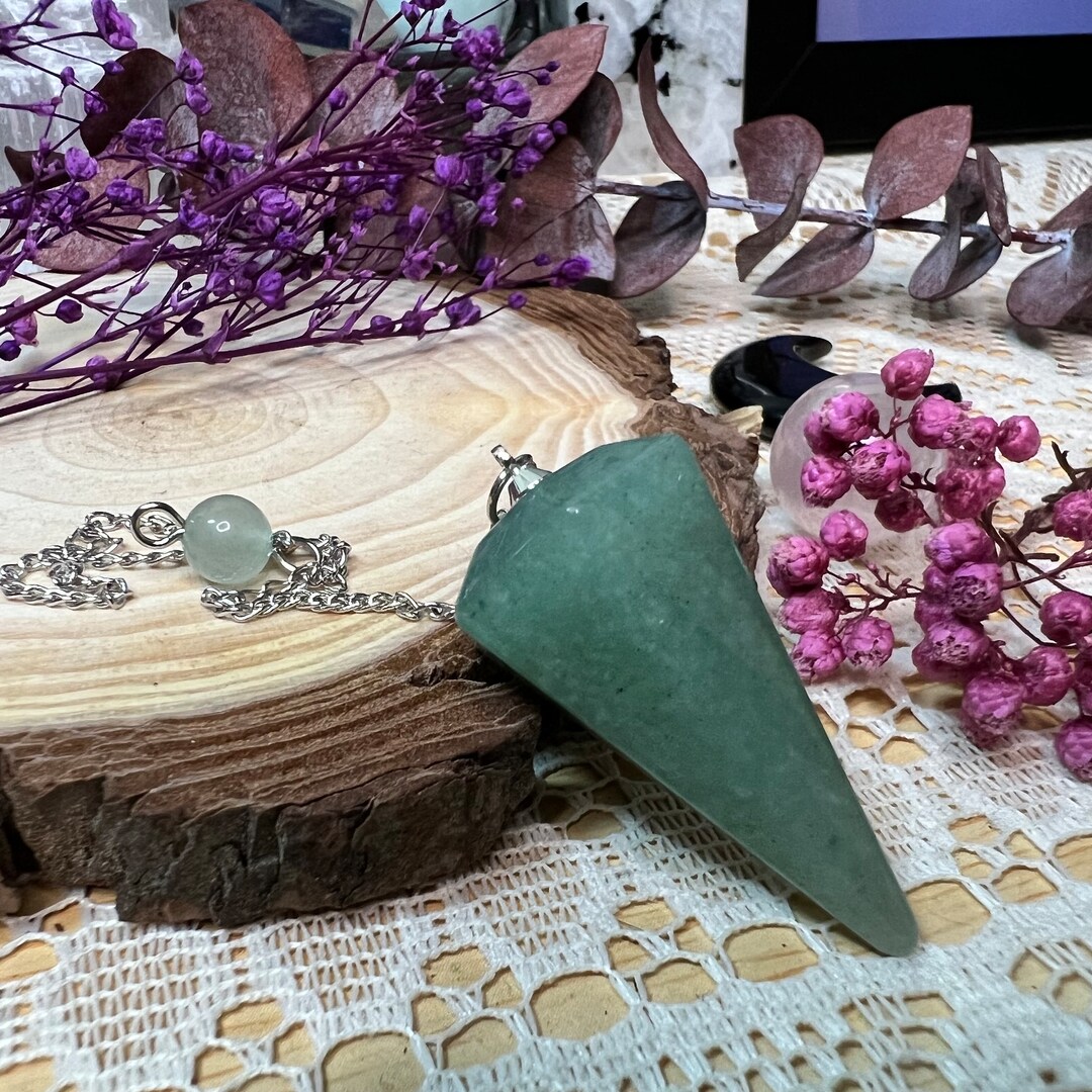 Green Aventurine Crystal Pendulum - Green Aventurine Faceted Crystal ...