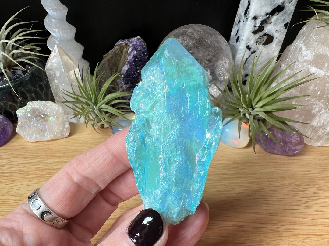 Blue Aura Quartz Crystal Point Dyed Blue Aura Quartz Point - Etsy
