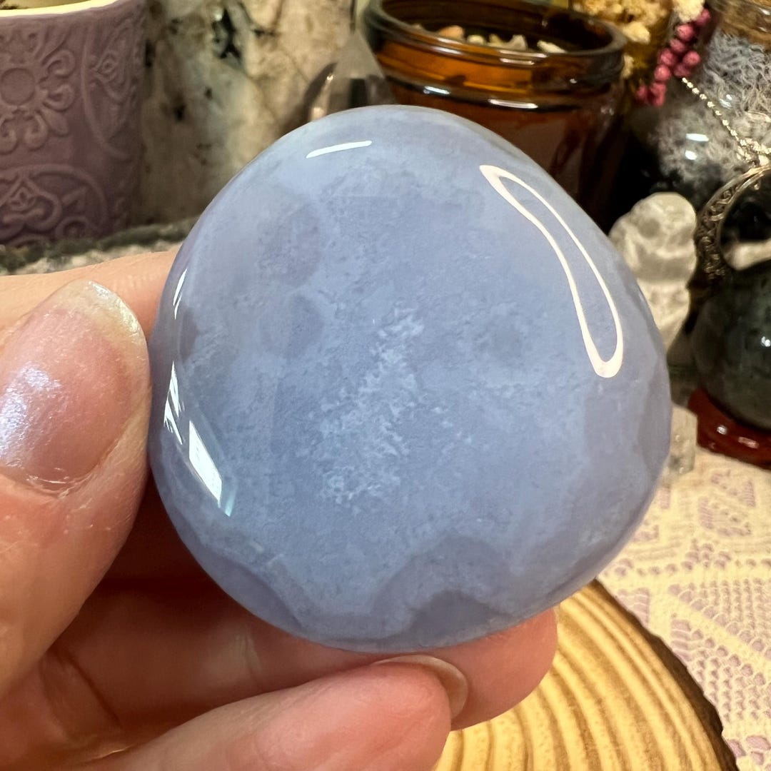 Blue Chalcedony Crystal Smooth Stone - Blue Chalcedony Polished Stone ...