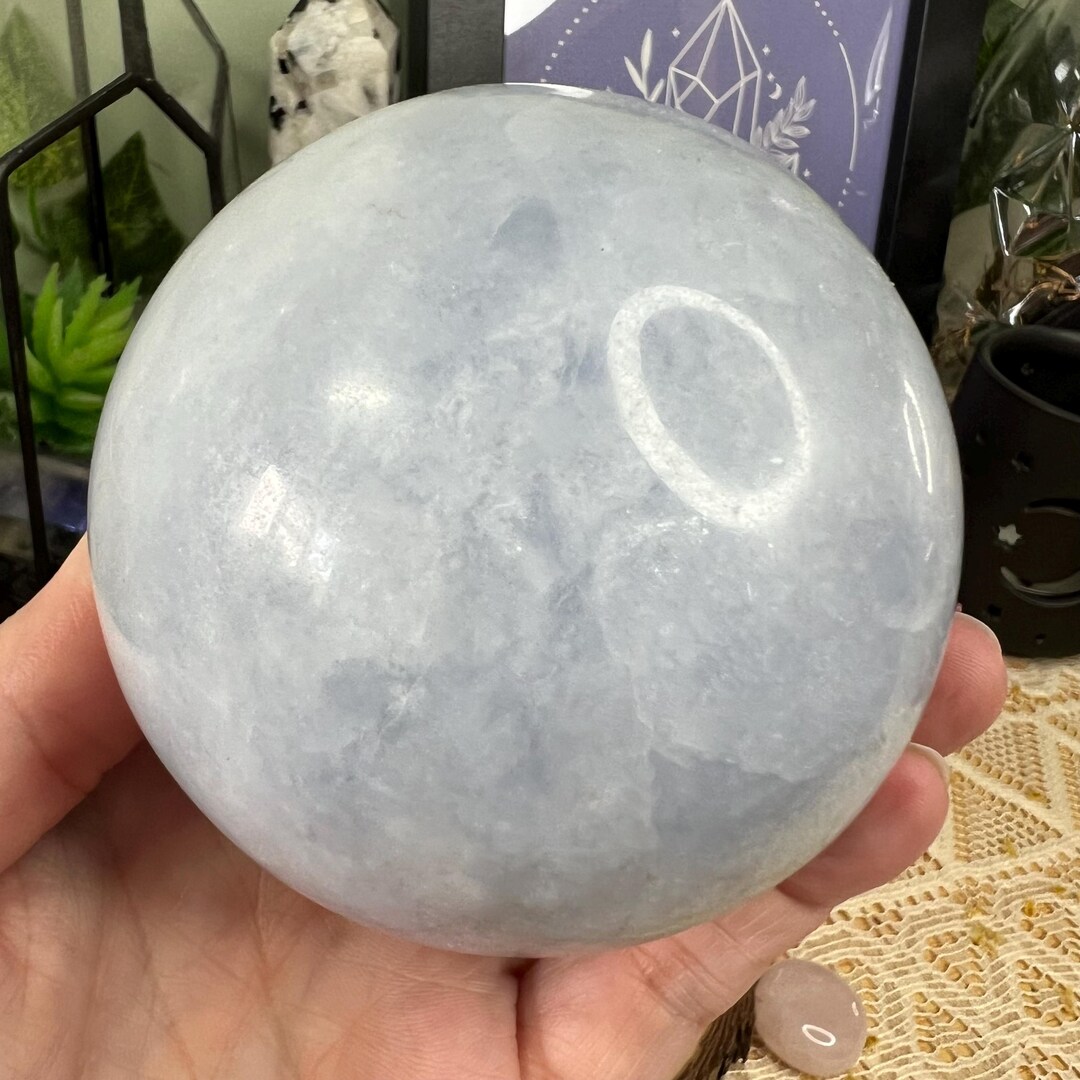 Blue Calcite Crystal Sphere - Polished Blue Calcite Crystal Ball ...