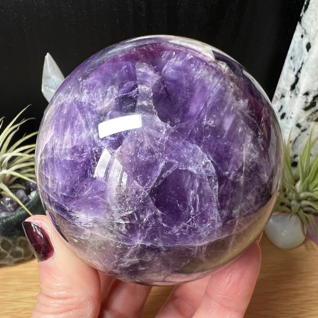 Amethyst Crystal Sphere Polished Amethyst Crystal Ball Large Purple ...