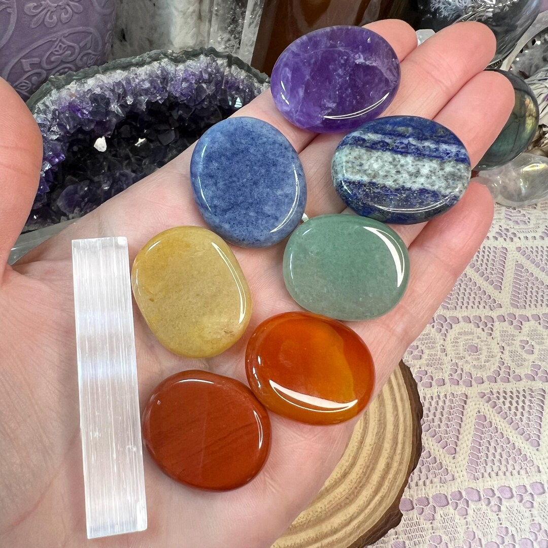 Chakra Balancing Crystal Set - Chakra Crystal Healing Kit - Polished ...