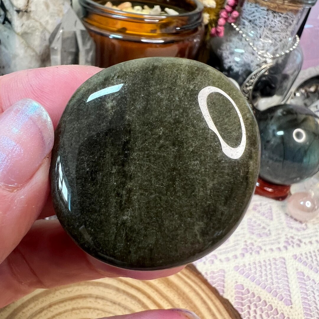Gold Sheen Obsidian Crystal Smooth Stone - Polished Gold Sheen Obsidian ...