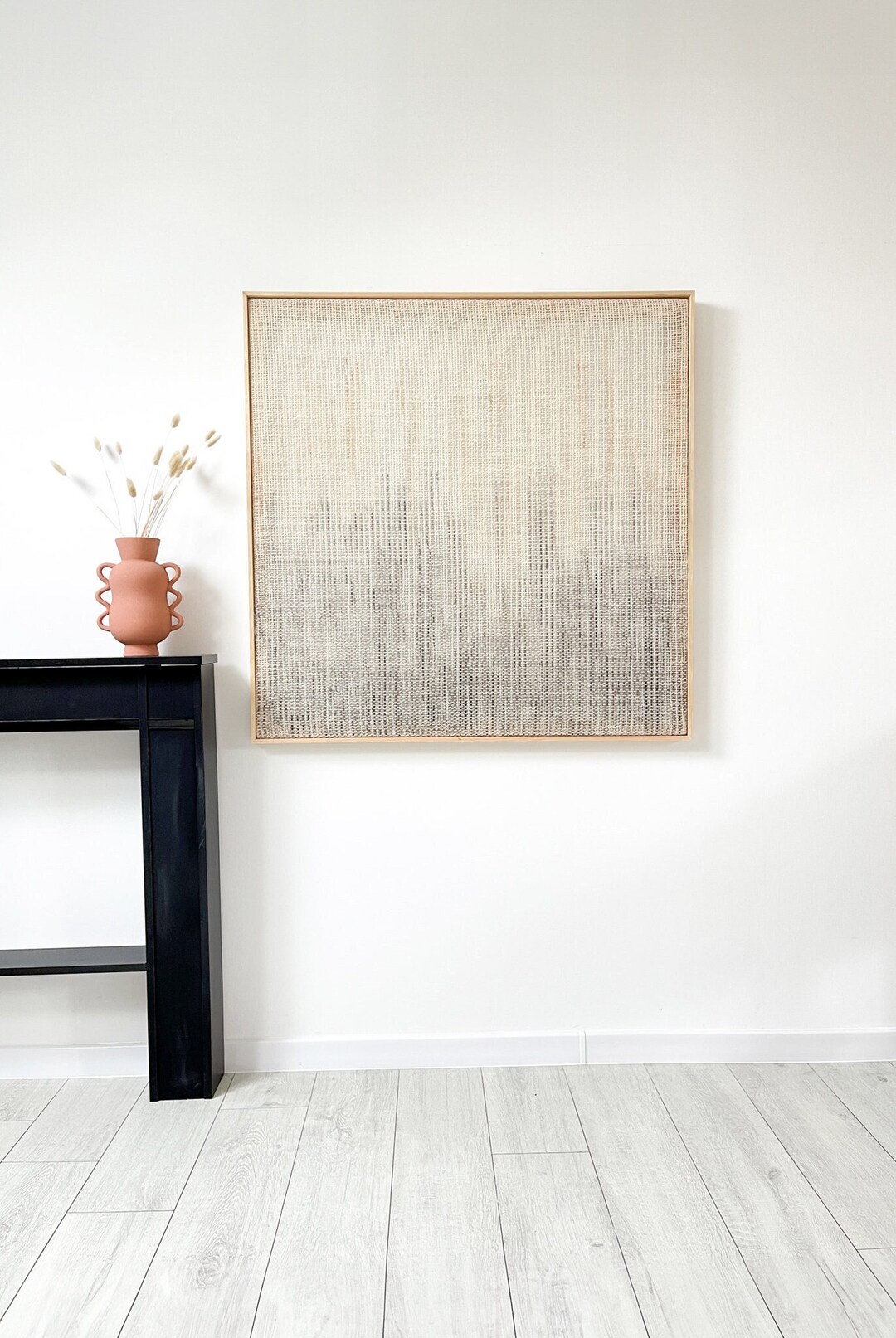 Square Framed Textile Art Square Wall Hanging Bedroom Hanging Art for ...