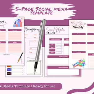 Social Media Planner Printable, Content Planner for Instagram, Digital ...