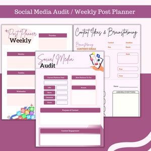 Social Media Planner Printable, Content Planner for Instagram, Digital ...
