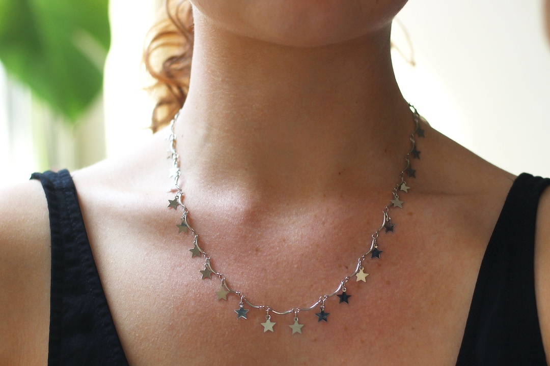 Silver Star Chain Necklace Silver Star Necklace Handmade - Etsy