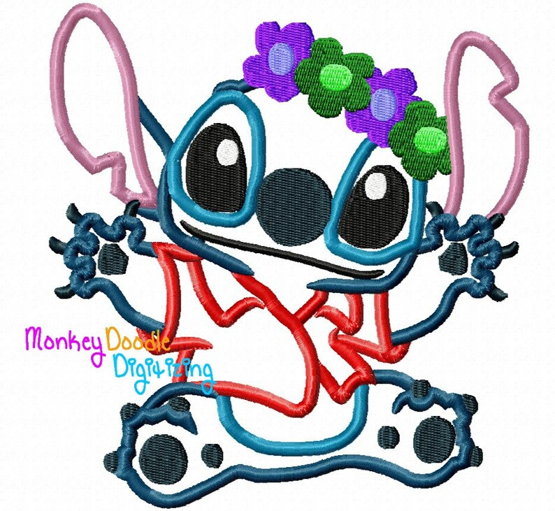 Stitch Hawaiian Shirt Lilo's Alien Embroidery Machine - Etsy