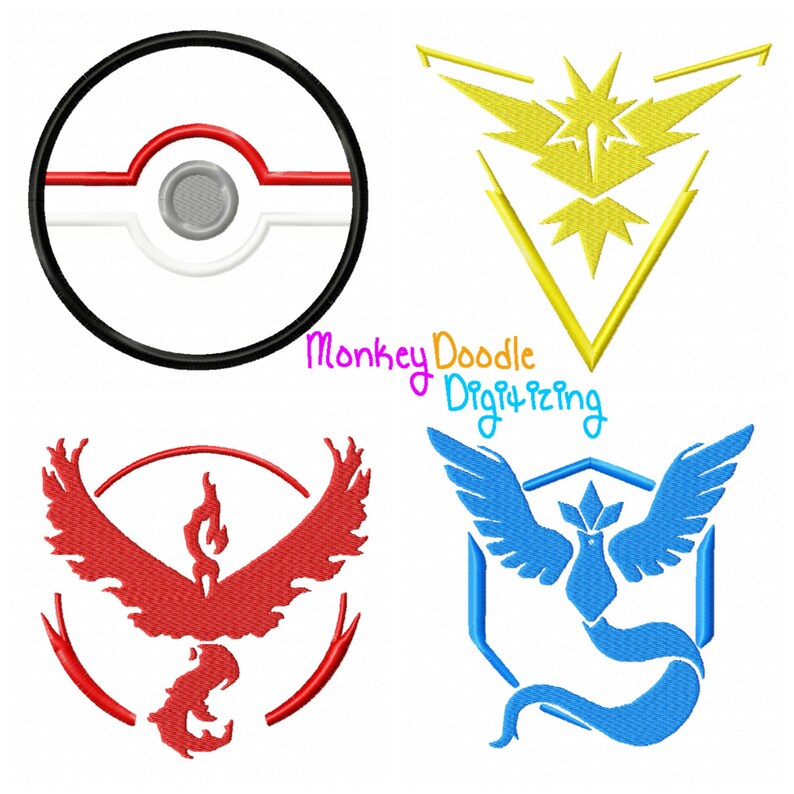 Pokemon Teams Pack 4 designs 4x4 5x7 6x10 Embroidery | Etsy