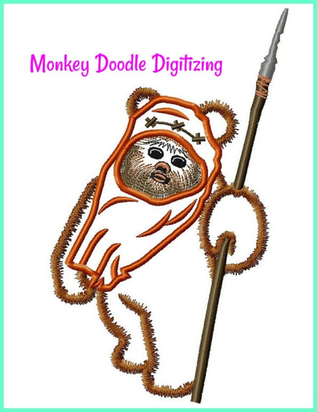 Ewok With Spear Star Wars Embroidery Machine Applique Instant Download ...